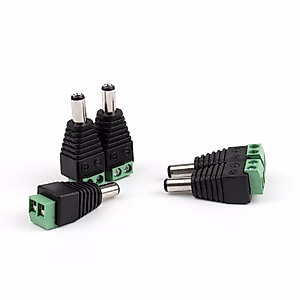 Areyourshop 10 Pcs 5.5mm x 2.5mm CCTV Camera DC Power Male Jack Connectors