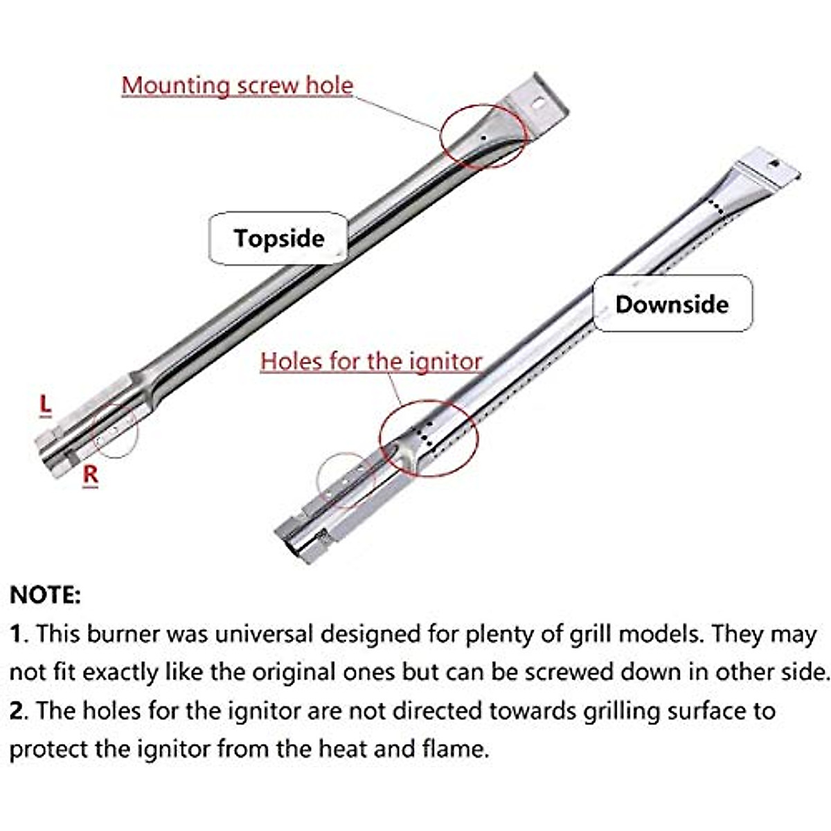 Hongso 5 Burners Pipe Tube and 5 Heat Plates Repair Kit Replacement Parts for Jenn Air Gas Grill 720-0709, 720-0709B, 720-0727, Kitchen Aid 720-0709C, 720-0954, 720-0954A, SBE6415-SPG4515