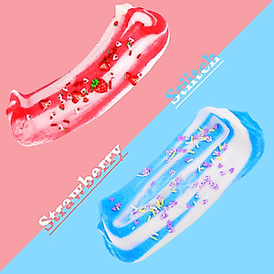 2 Pack Cloud Slime Kit with Blue Slime and Strawberry Slime Charms, Scented DIY Slime Supplies for Girls and Boys, Stress Relief Toy for Kids Education, Party Favor, Gift and Birthday