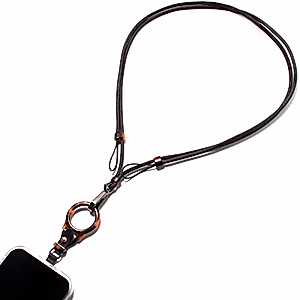 JOJOPANDA Adjustable Phone Lanyard Nylon Crossbody Shouder Strap Around Neck Strap Phone Case Patch with Acrylic Finger String Holder Ring (Black)