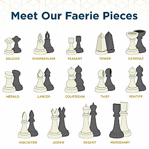 Faerie Chess - Play Classic Chess with New Pieces - Rediscover The Family Strategy Board Game - 32 Traditional Chess Pieces for Beginners, 28 Custom Pieces with New Rules for Advanced Play