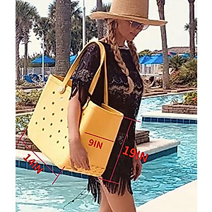 YNGCHNG Rubber Beach Bag With Swim Wet Bag,Waterproof Sandproof Washable Durable Open Tote Bag Travel Bag for Beach Outdoor (Black Leopard, Large)