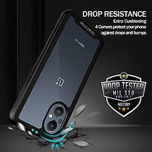 wahhle Oneplus Nord N20 5G Case, Built in Screen Protector Full Body Shockproof Slim Fit Bumper Protective Phone Cover for 1+ Nord N20 5G Men Women-Black/Clear