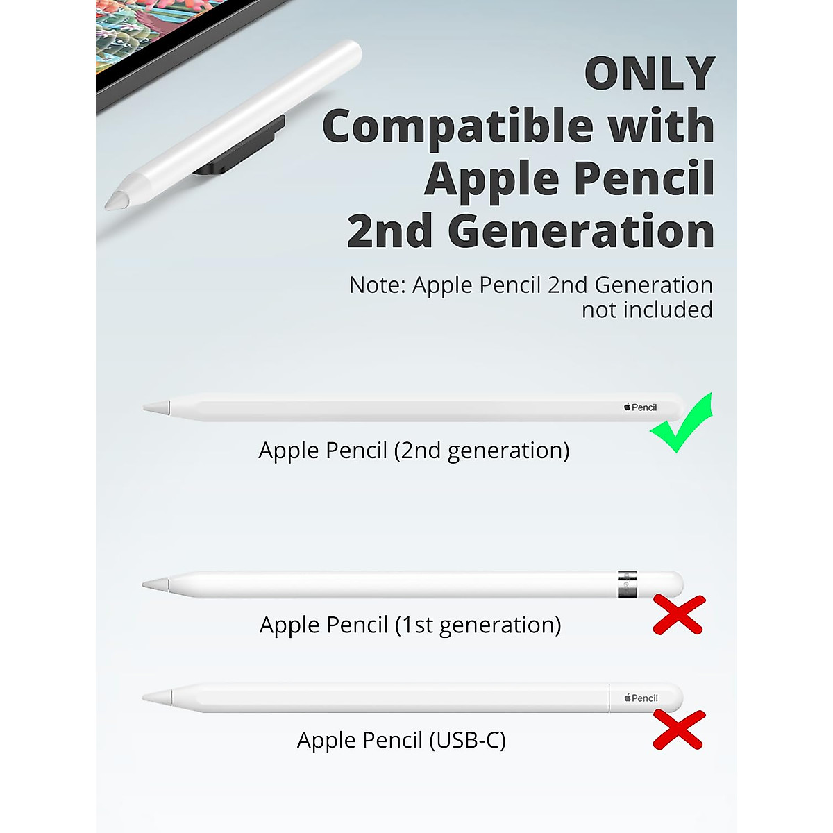 SUPMEGA 3 Pack Magnetic Pencil Holders Compatible with Apple Pencil 2nd Generation, Sturdy Aluminium Alloy Pencil Stand Office Desk Accessories Keep Pen Secure & Handy