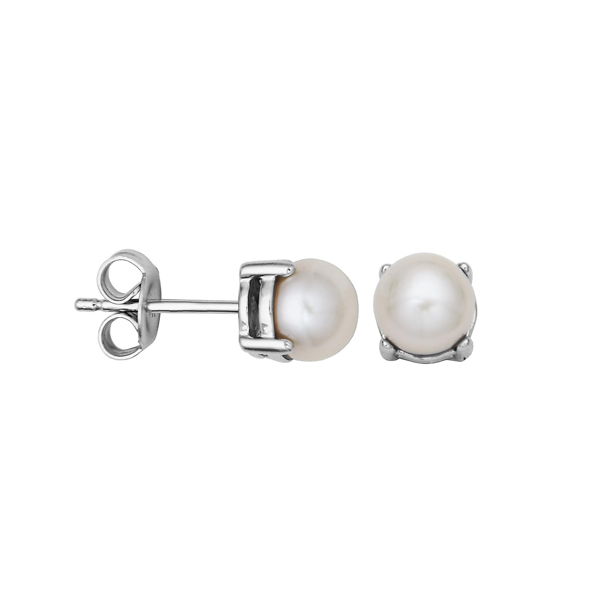 Amazon Essentials Sterling Silver Round Freshwater Cultured Pearl Birthstone Stud Earrings (June) (previously Amazon Collection)