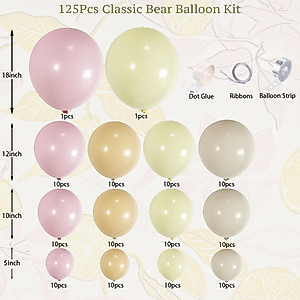 BlissBash 125PCS Pastel Pink, Light Yellow, Nude and Sand White Balloon Arch Garland Kit - Macaron Balloons for Baby Shower, Birthday, Bear Theme Party Decorations