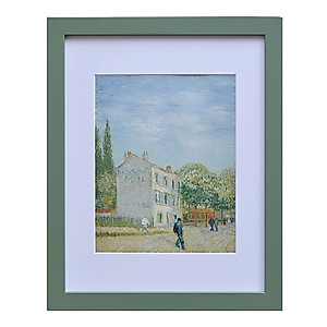 Muzilife 11x14 Wood Picture Frame Flat Display Pictures 8x10 with Mat or 11x14 Without Mat for Wall, 1pc, Green