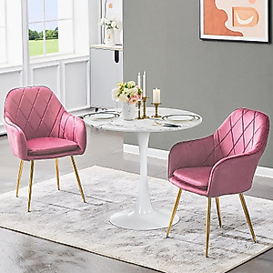 Round Dining Table White Faux Marble Kitchen Dining Table 31.5" Modern Mid-Century Leisure Tulip Table with Pedestal Base for Dining Room 2 to 4 Person