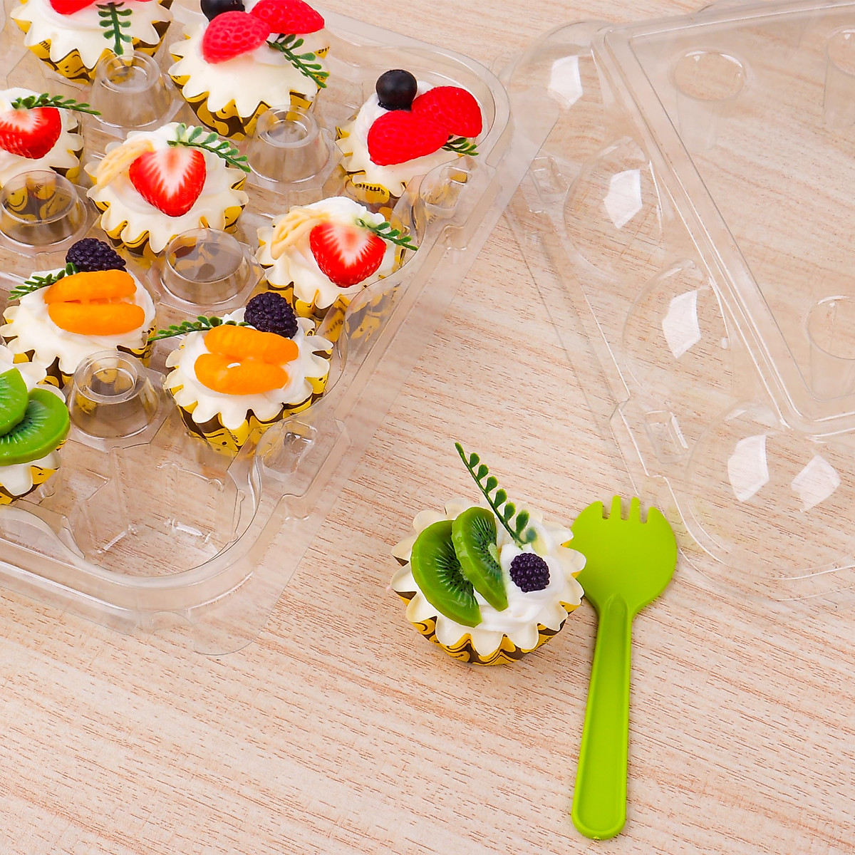 3unshine 12 Count Cupcake Containers - Pack of 15, Durable and Stackable Clear Plastic Cupcake Boxes