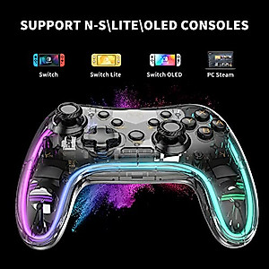 Manba Switch Controller,Wireless Switch Pro Controller Compatible with Switch/Switch lite/Switch OLED,Pro Controller Switch Support Turbo,Wake-up Function and Adjustable LED(White)