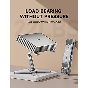 MCHOSE Laptop Stand with 360 Rotating Base,Foldable Laptop Riser for Desk, Compatible with Air, Pro, Dell, HP, Lenovo More 10-15.6" -Silver