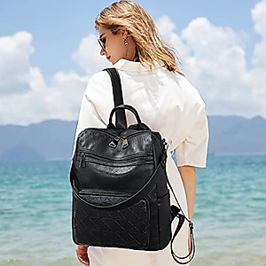 LSW Women Backpack Purse Fashion Leather Large Designer with Laptop Compartment Luggage Strap Travel Ladies Shoulder Bags Convertible Satchel Handbags