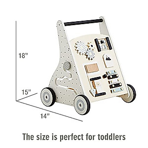 Beright Wooden Baby Walker Push and Pull Learning Activity Walker Kids’ Activity Toy Multiple Activities Center Develops Motor Skills & Stimulates Creativity (Natural)