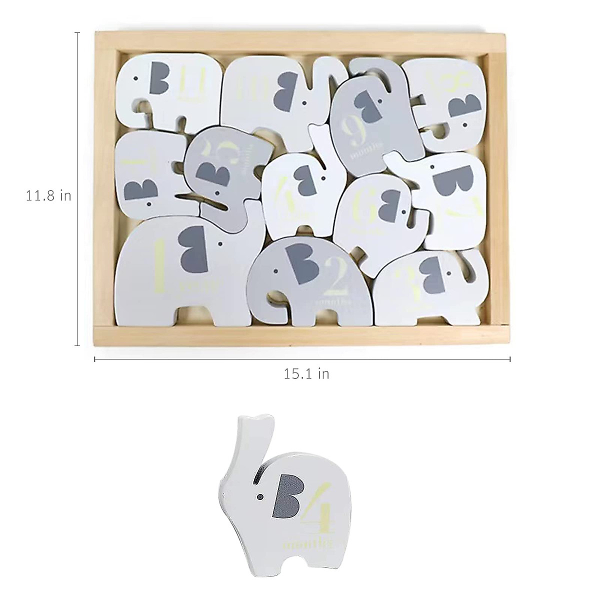 HanMiaMia Wooden Elephant Toys 12 PCS Stacking Toddler Toy Montessori Balance Activities Game for Baby