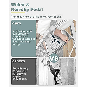 COROCO 6 Step Ladder for 12 Feet High Ceiling, Folding Step Stool with Handgrip and Anti-Slip Wide Pedal, Portable Lightweight Aluminum Stepladder for Kitchen, Home (300 lbs Capacity) - White