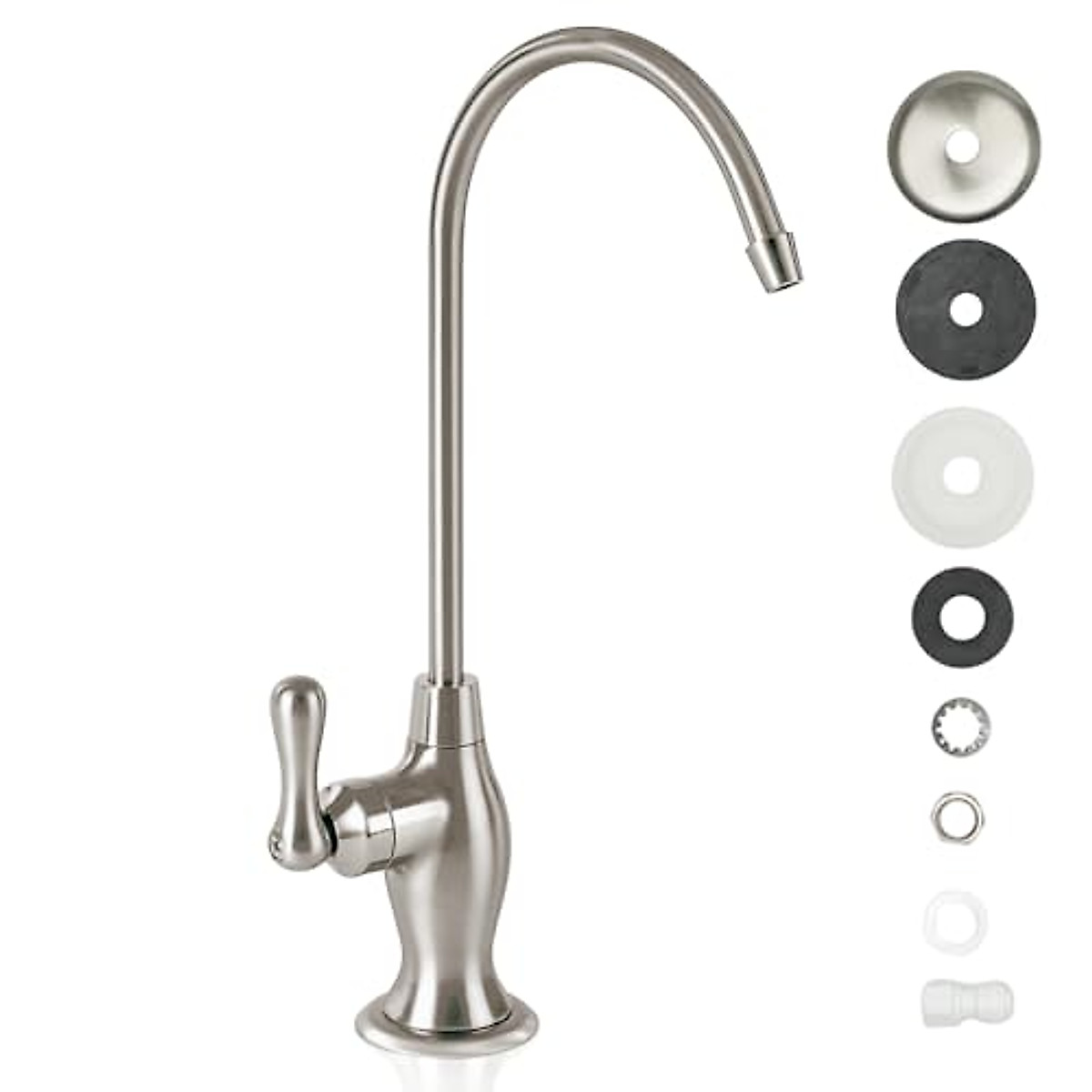 Puroflo Brushed Nickel Reverse Osmosis Faucet, NSF Certified Lead-Free Drinking Water Faucet for Under Sink Water Filtration System, Non-Air Gap Brushed RO Faucet, Filtered Water Faucet FLR-575BN