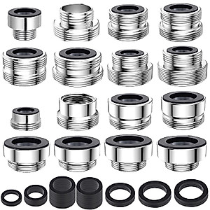16 pcs Faucet Adapter Kit, CNYMANY Kitchen Aerator Adapter Set Male Female Sink Faucet Adapter Connecting Garden Hose Water Filter Standard Hose via Diverter