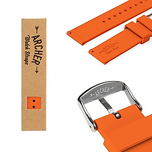 Archer Watch Straps - Soft Silicone Quick Release Watch Bands (Portland Orange, 20mm)