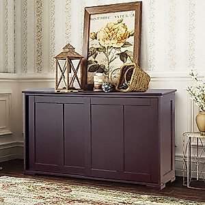 GORELAX Buffet Cabinet with Storage, Stackable Kitchen Sideboard w/Sliding Doors, Storage Cupboard w/Adjustable Shelves, Console Table, Narrow Buffet Table for Dining Living Room (Espresso)