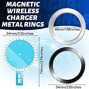 16 Pcs Magnetic Wireless Charger Car Universal Metal Rings Compatible with MagSafe Charger and 2 Pcs Wireless Charger Magnet Sticker Compatible with iPhone 13/12 Series