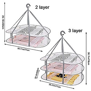 SNOMEL Folding Clothes Drying Rack, Windproof Foldable Cloth Dryer with Fixing Band, Collapsible Hanging Laundry Rack for Sweater - Outdoor, Indoor, Potable (2Size )