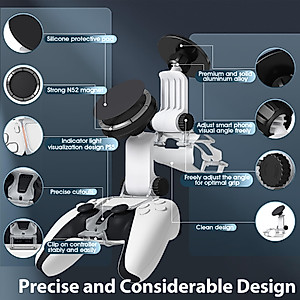 Orzero Magnetic Controller Phone Mount Clip compatible for PS5 Dualsense Controller, Adjustable Mag-Safe holder Accessories for iPhone and Android Phones Remote Stream Gaming - Black