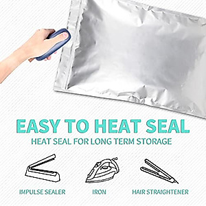 5 Gallon Mylar Bags with 2500CC Oxygen Absorbers and Labels, Zipper Resealable Pouches Heat Sealable Bags for Long Term Food Storage (10 pcs)