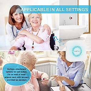 CallToU Wireless Caregiver Pager Call Button Nurse Alert System Waterproof 500+ Feet for Elderly Monitoring Patient Seniors 3 Transmitters 1 Plugin 1 Vibration Receiver