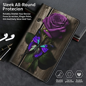 Case for Samsung Galaxy Tab S6 Lite 10.4 inch 2020 SM-P610/P615，Spsun Lightweight Smart Shell PU Leather Adjustable Stand Protective Cover with Auto Wake/Sleep Feature - Purple Rose & Butterfly