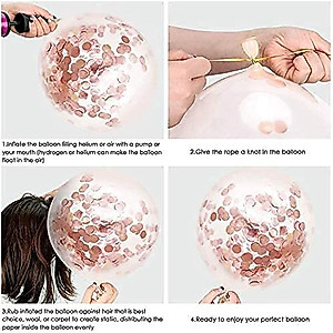 Chrome Metallic Rose Gold and Black Confetti Balloons 55 pcs 12 inch Thick Latex Balloons for Rose Gold Black Baby Bridal Shower,Women Girls Rose Gold and Black Birthday Party Decorations graduation party Supplies