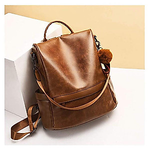 NAITOKE Women Backpack Purse PU Leather Anti-theft Lightweight Ladies Travel Backpack,6766-Brown