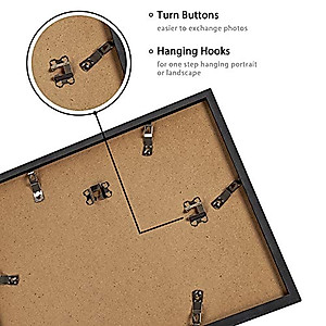 Sindcom 12x16 Frame 3 Pack, with Detachable Mat for 11x14 Pictures, Wall Mounting Charcoal Gray Photo Frame, Pre-Installed Hanging Hooks for Portrait or Landscape Mode