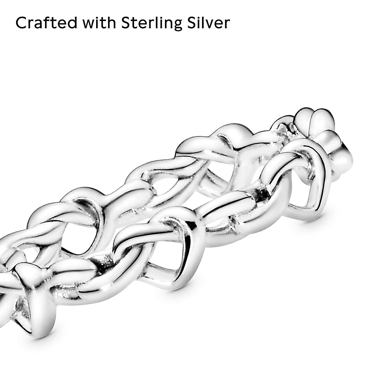 PANDORA Knotted Hearts Ring - Symbol of Unbreakable Love - Promise Ring for Women - Layering or Stackable Ring - Gift for Her - Sterling Silver - Size 7