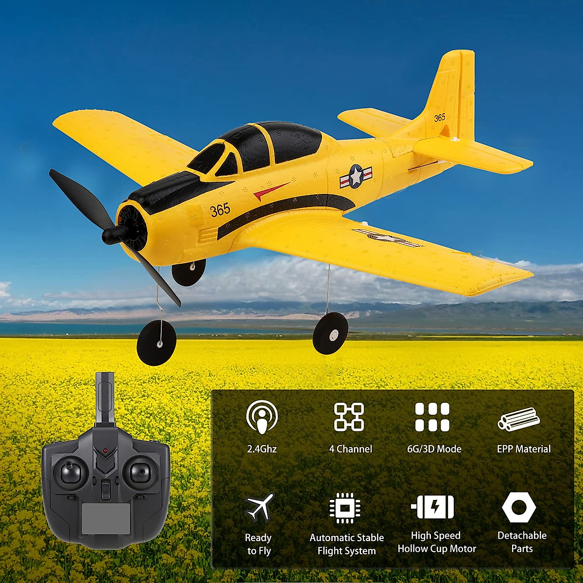 GoolRC RC Plane, WLtoys A210 RC Airplane, 2.4Ghz 4 Channel Remote Control Airplane with 6 Axis Gyro, RC Aircraft Model Flight Toys, Easy & Ready to Fly for Adults and Beginners