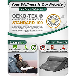 Lunix 3pcs Orthopedic Bed Wedge Pillow Set, Post Surgery Memory Foam for Back, Leg & Knee Pain Relief, Sitting Pillow, Adjustable Pillows for Acid Reflux and GERD for Sleeping, with Hot Cold Pack