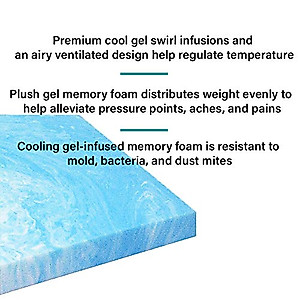 Foamma 2” x 38” x 80” Twin XL, Truck, Camper, RV Travel Visco Gel Memory Foam Bunk Mattress Replacement, Made in USA, Comfortable, Travel Trailer, CertiPUR-US Certified, Cover Not Included