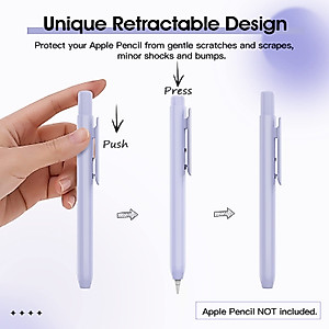 TiMOVO Holder Case Fit Apple Pencil 1st Generation, Retractable Tip Cap Protective Pencil Sleeve Cover with Sturdy Clip for Apple Pencil 1st Gen - Taro Purple