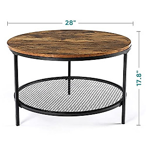 Round Coffee Table, 2-Tier Nesting Coffee Tables Living Room, Patio Sofa Table, Accent Table Furniture for Living Room (Brown)