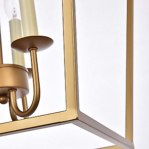 Foyer Lantern Pendant Light Fixture, Dst Gold Iron Cage Chandelier Industrial Led Ceiling Lighting, Size: D17'' H25'' Chain 45''