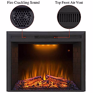 Valuxhome Electric Fireplace, 36 Inches Fireplace Insert with Overheating Protection, Fire Crackling Sound, Remote Control, 750/1500W, Black