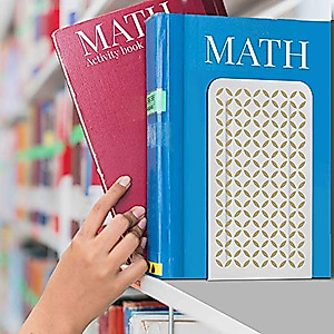 Acrimet Metal Bookends Design Series (Heavy Duty) (White Bookend with Gold Design) (1 Pair Pack)