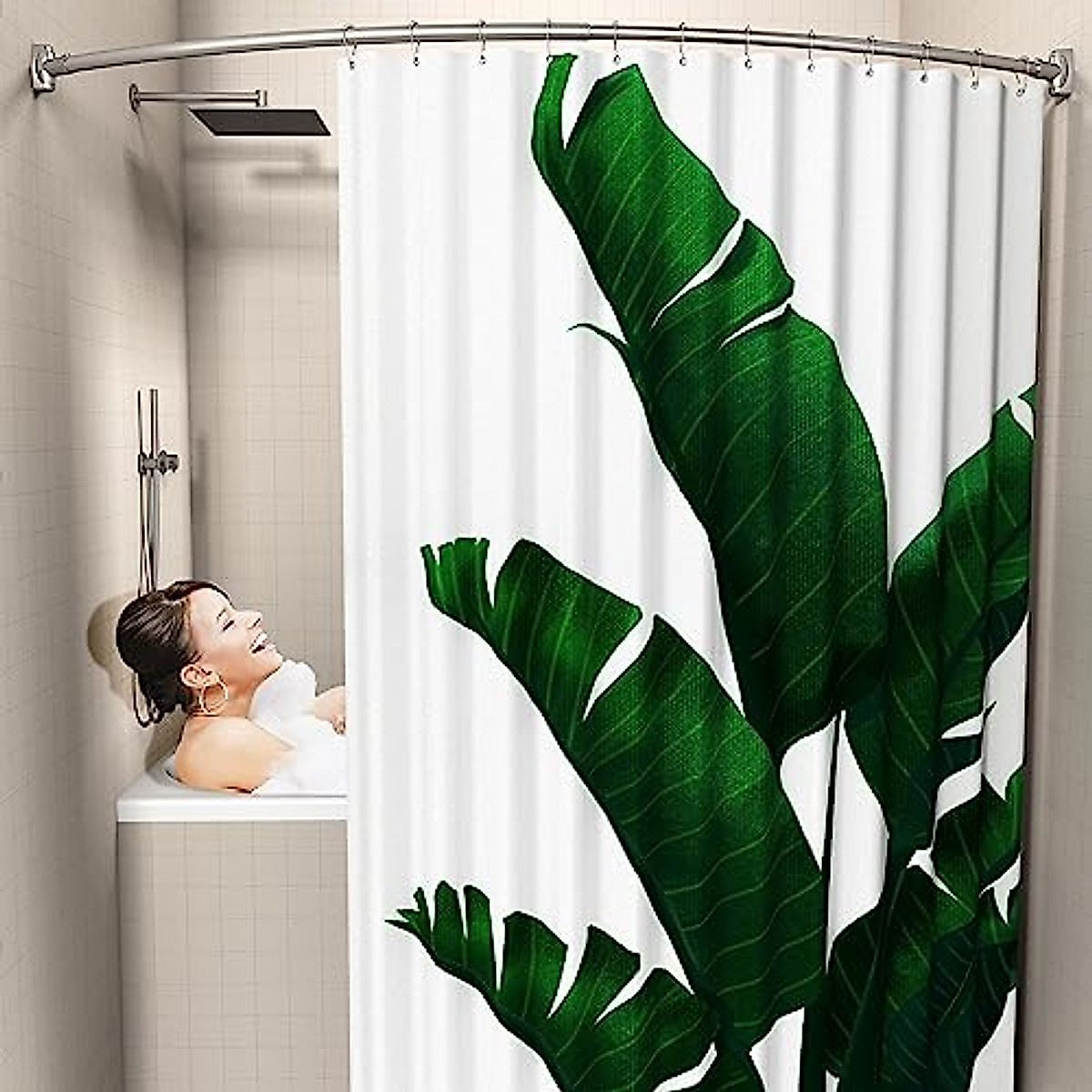 Curved Shower Curtain Rod, TENOVEL Round Adjustable 48-72 Inches Shower Rods for Bathroom, Rounded Bowed Stainless Steel Shower Rods Customized for Bathtub, Stall, Brushed Nickel, Need to Drill