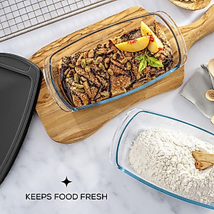 JoyJolt 3pc Loaf Pans for Baking Bread with Lids Baking Set. 1.9 Quart, Large Rectangular Baking Dish With Lid. Oven Pan, Banana Bread Pan, Lasagna Pan Deep with Lid, Bread Saver Container Airtight