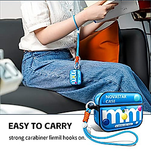 Novastar Airpods Pro 2nd Generation Case Cover, Soft Leather Airpods Pro Case Cute for Women&Men, Funny Kawaii Airpods Pro 2 Case Cover with Lanyard Keychain (Blue)