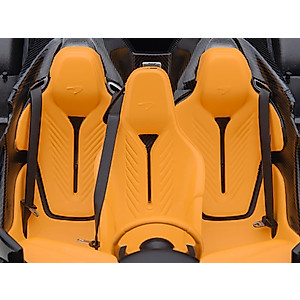 McLaren Speedtail Lantana Purple Metallic with Black Top and Yellow Interior and Suitcase Accessories 1/18 Model Car by Autoart 76089