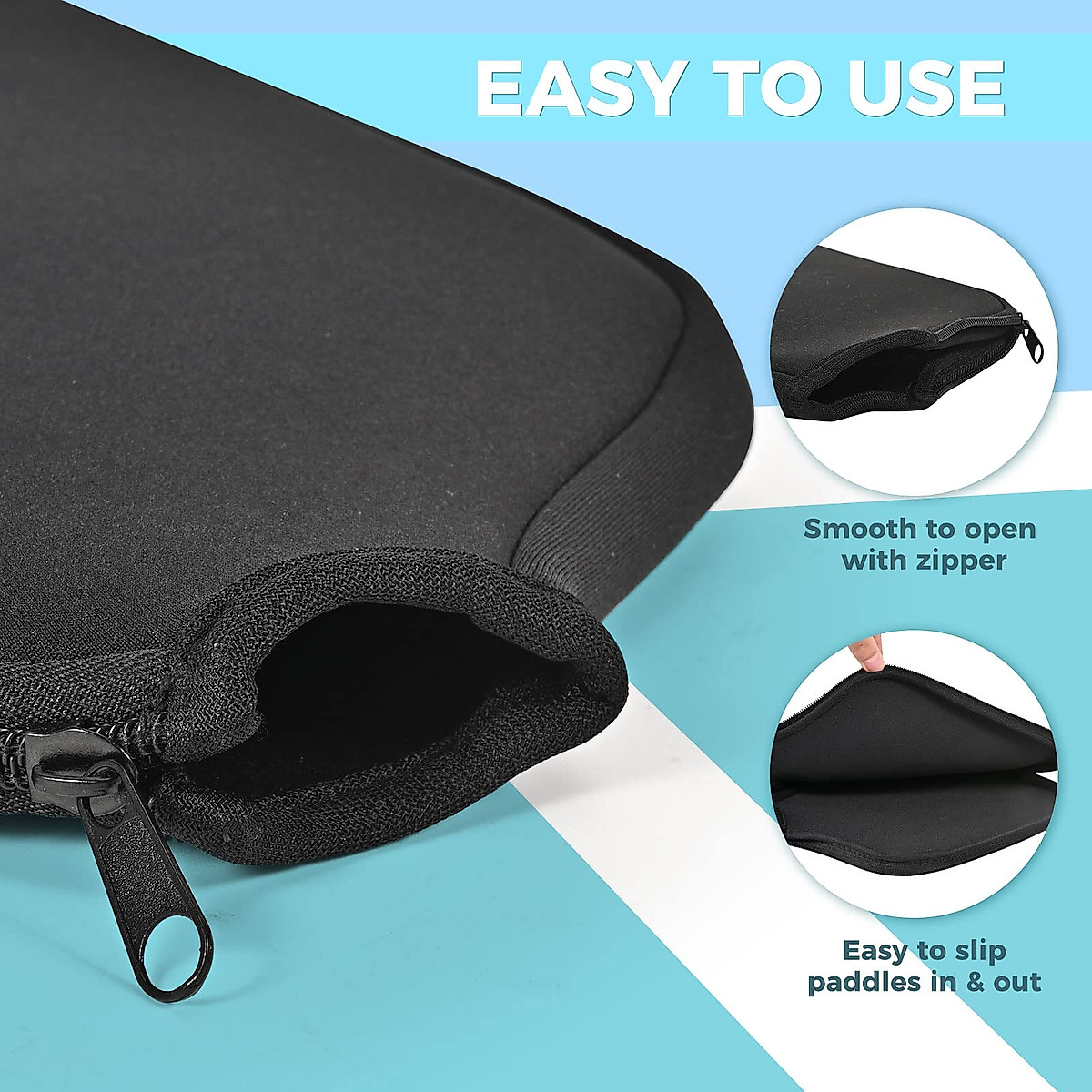 Pickleball Paddle Cover, Universal Case Size - 8.6 x 12.2 inches Racket Sleeve, Compatible with Most USAPA Standard and Elongated Pickball Paddles (1 Pack Black Net)