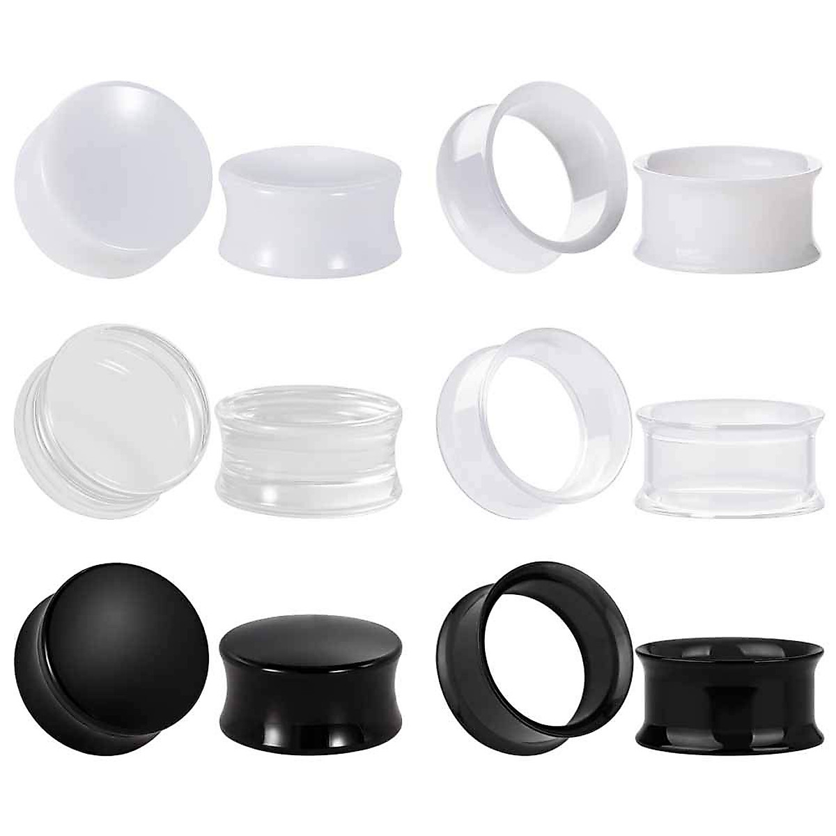TBOSEN 6 Pairs Acrylic Ear Gauges Corlorful Ear Plugs Stretching Kit Double Flared Tunnels Sanddle Expander Set 2g - 1 inch