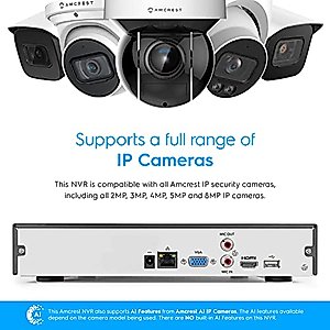 Amcrest NV4108-A2 4K 8CH NVR (1080p/3MP/4MP/5MP/8MP) POE Network Video Recorder - Supports up to 8 x 8MP/4K IP Cameras, 8-Channel, Supports up to 10TB Hard Drive (No Built-in WiFi)