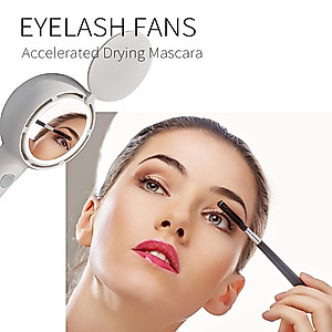 Star Compass Mini Handheld Fan, Battery Operated Rechargeable Portable Fan with LED Light Makeup Mirror, Bladeless Small Personal Fan 3 Speeds Eyelash Fan for Women Girls Outdoor Travel (White)