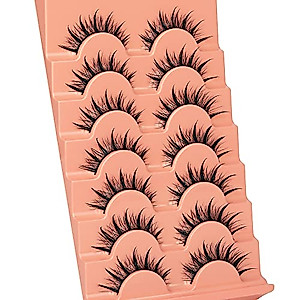 Manga Lashes Natural Look False Eyelashes 3D Spiky Wispy Eyelashes Thai Anime Lashes Asian Volume Fake Eyelashes Cosplay False Lashes 7 Pairs by TOOCHUNAG